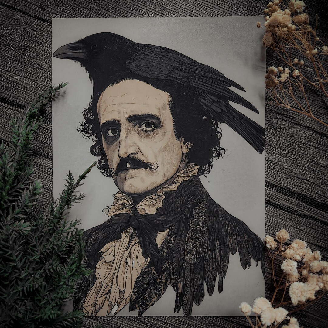 The Raven's Perch - 7" X 5" Art Print - Digital - Edgar Allan Poe ...