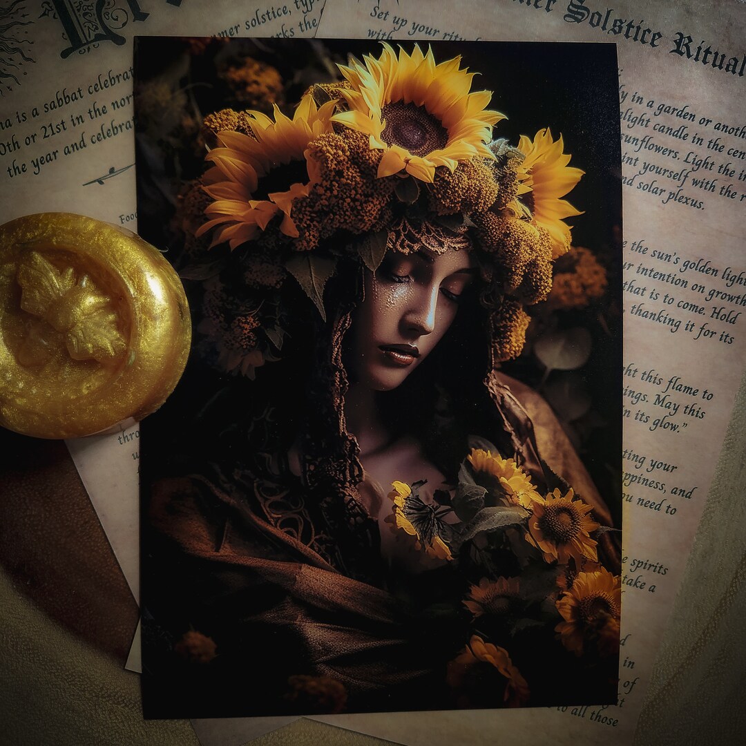 Solstice Sunflower Spirit - 7" X 5" Art Print - Litha - Summer Solstice - Etsy