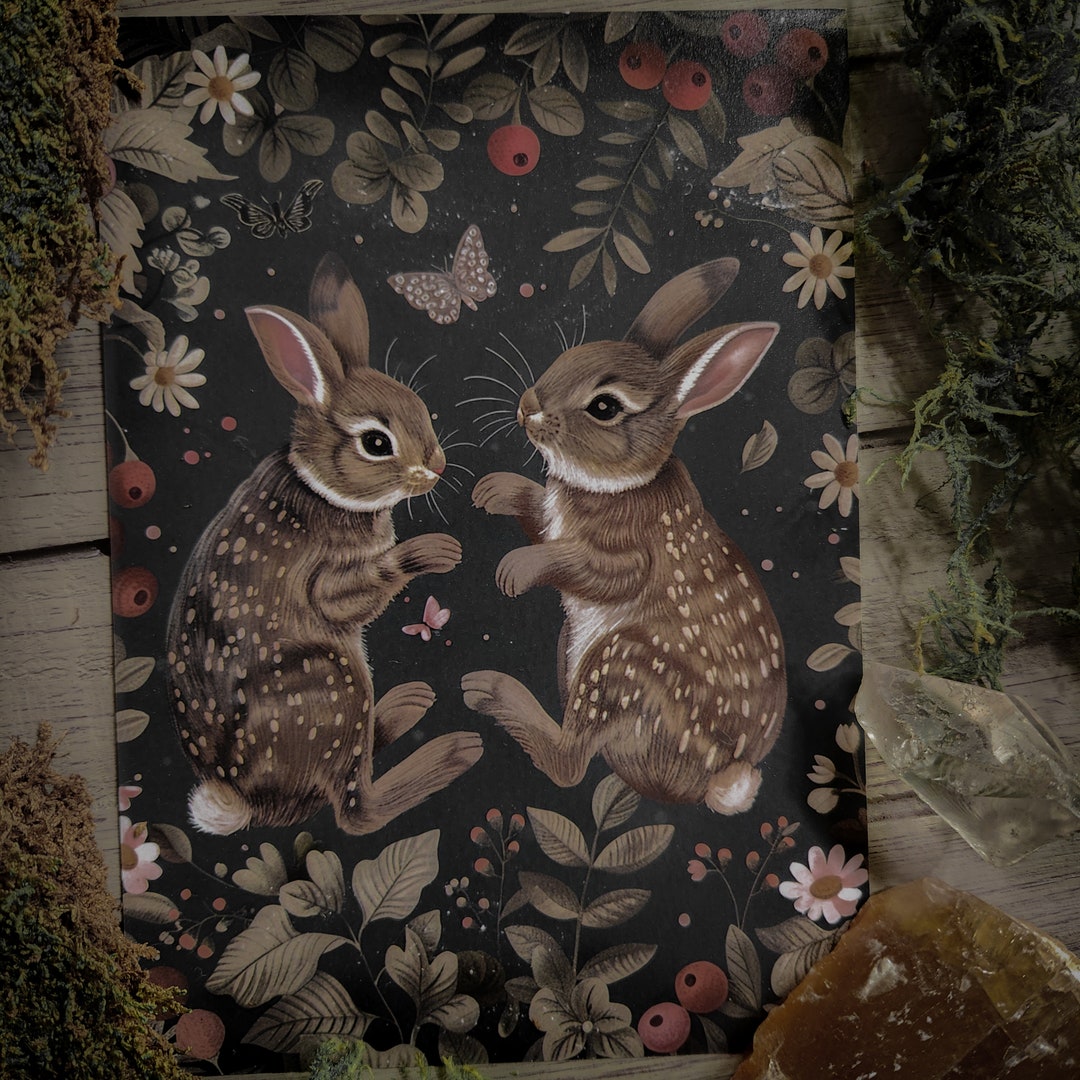 Woodland Rabbits - 7" X 5" Art Print - Digital Art - Witchcraft - Etsy