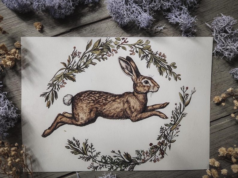 Harbinger of Spring - 7" X 5" Art Print - Digital Art - Ostara - Rabbit ...