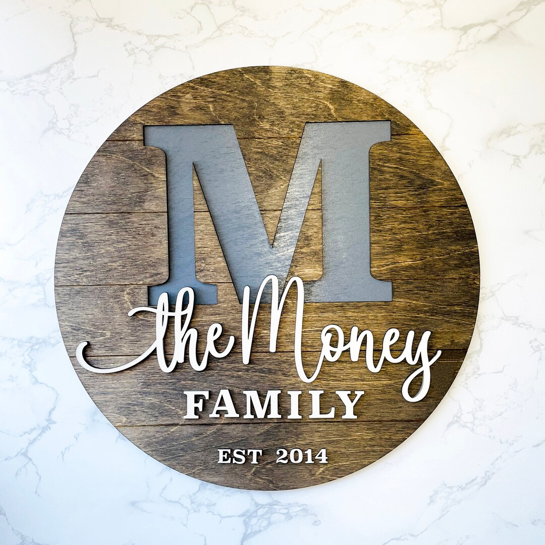 Wood Monogram Sign Custom Wood Family Name Sign Front Porch Sign ...