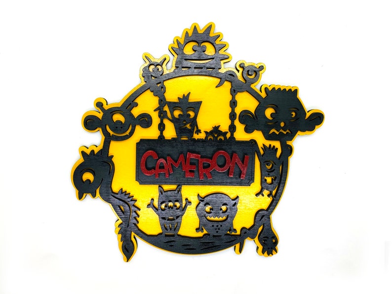 Monster Kids Wooden Sign Custom Plaque Personalized Name Kids Play Room ...