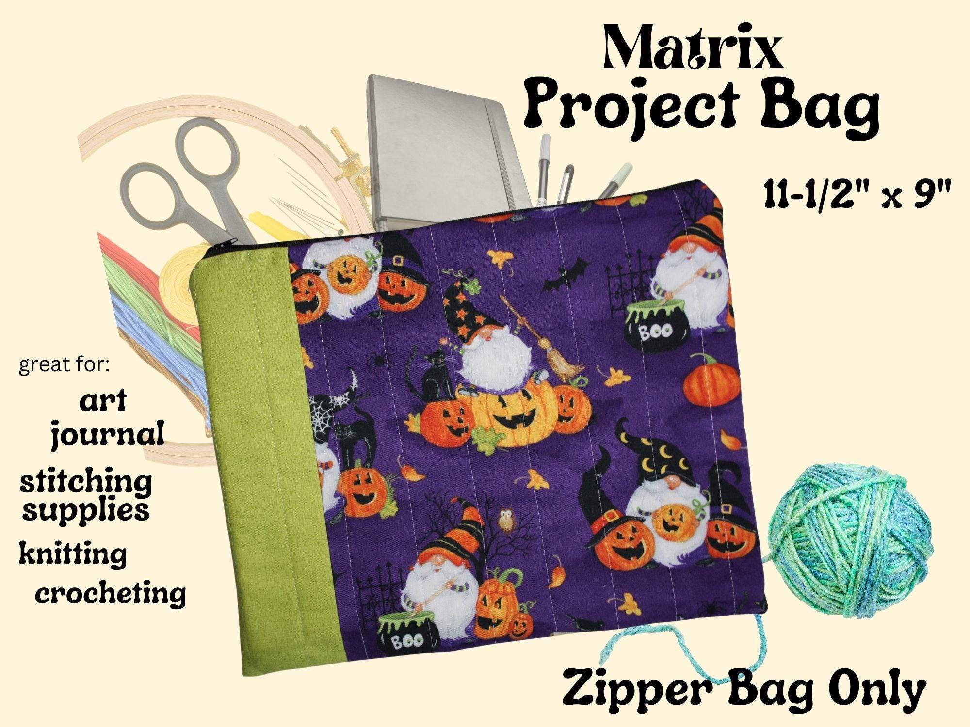 Pumpkin Keeper Project Bag, Free Shipping, Halloween Gnome and Pumpkins ...