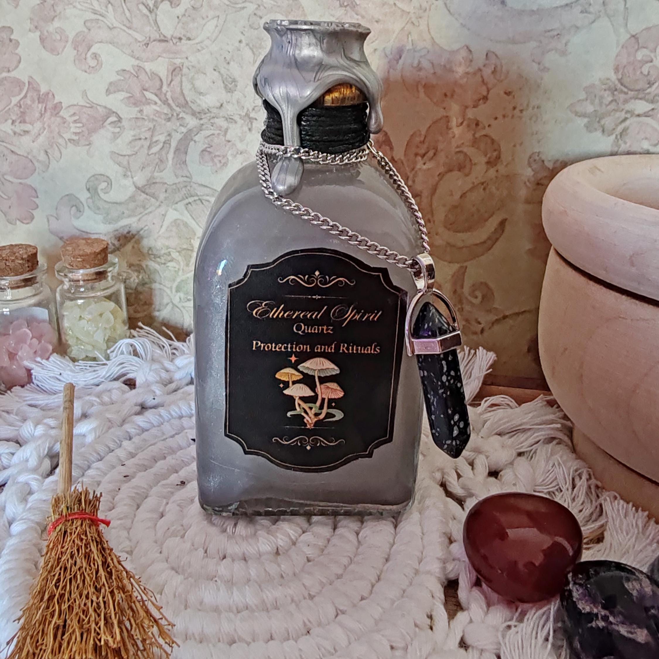 Ethereal Potion Bottles With Moon Water, Crystals, and Herbs, Whimsical ...