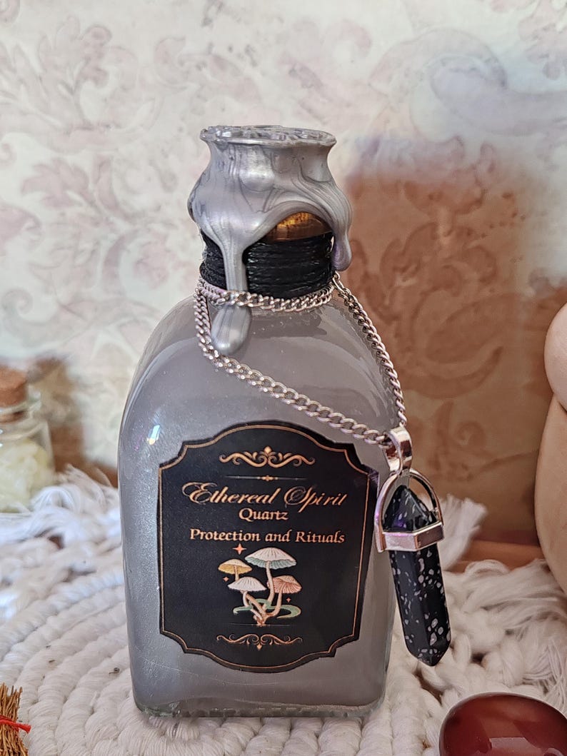 Ethereal Potion Bottles With Moon Water, Crystals, and Herbs, Whimsical ...