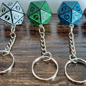 D20 Key Chain - Rune Style - Dungeons and Dragons, RPG Game Dice Key ...