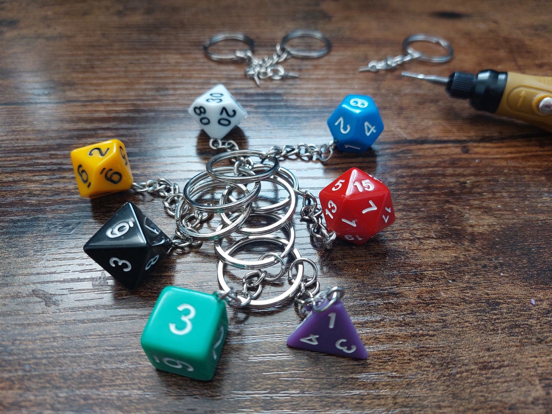 DND Dice Keychains - Dungeons and Dragons, RPG Game Dice Key Ring - Etsy