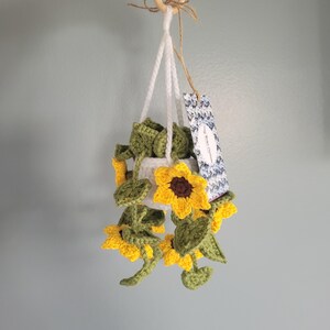 Car Plant | Sunflower Hanging Plant | Crochet Sunflower - Etsy