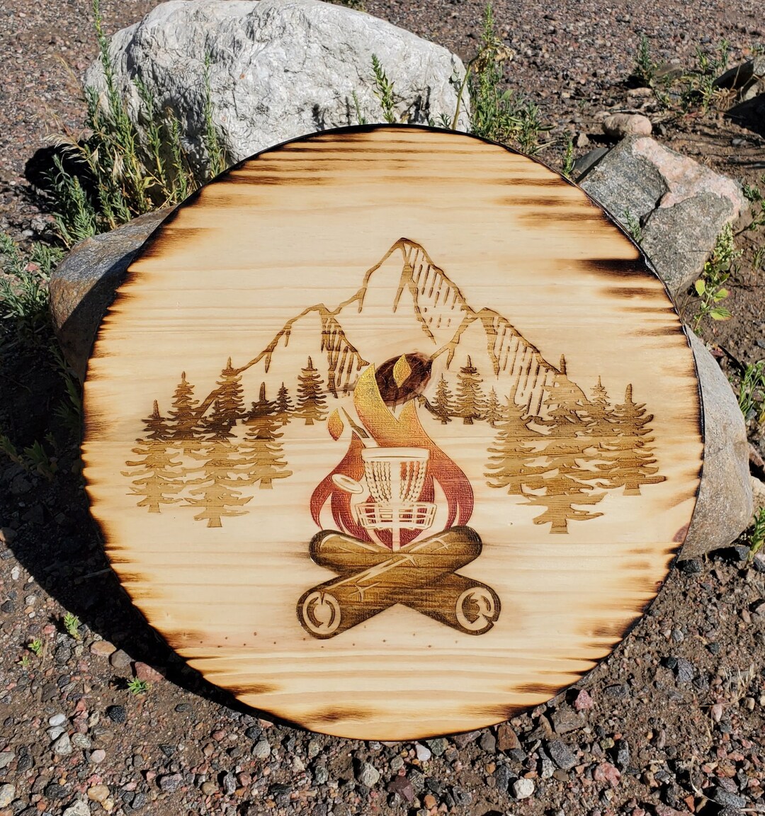 Disc Golf Campfire Mountain Wall Art - Etsy