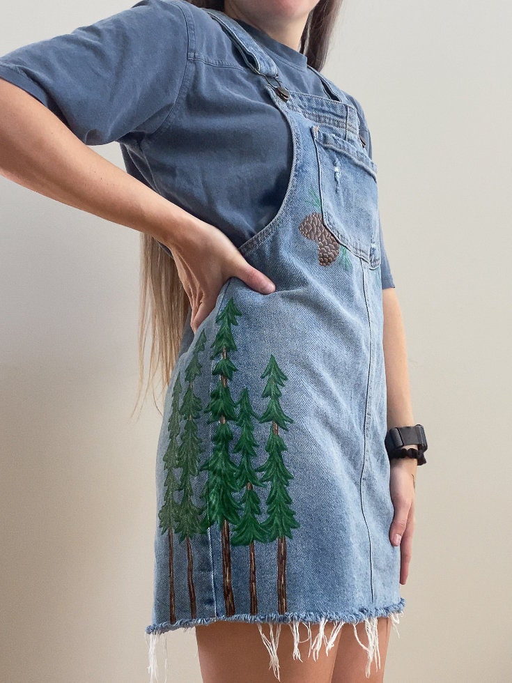 Custom Overalls Dress, Hand Painted Overalls, Custom Denim - Etsy