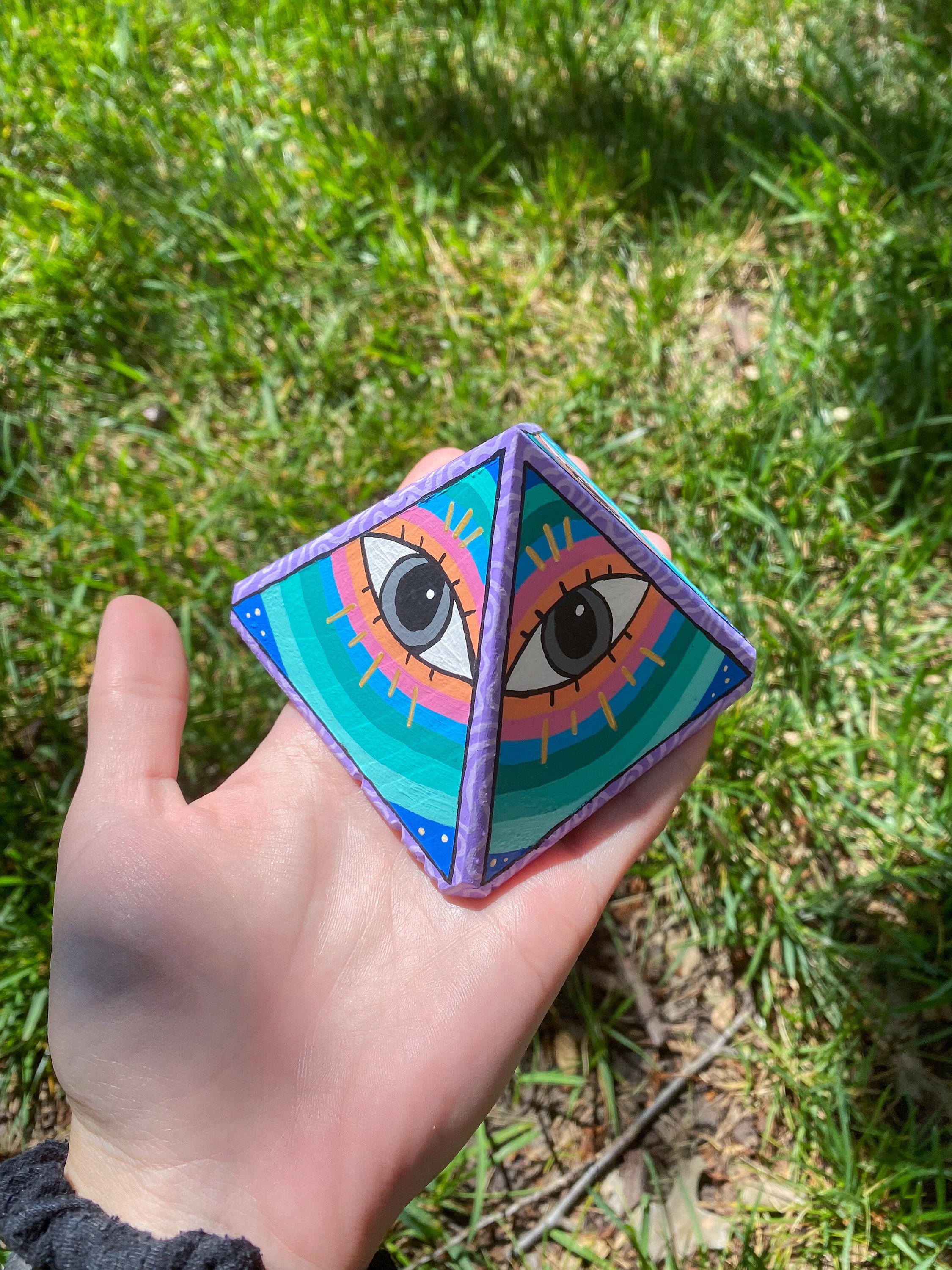 Decorative Pyramid, Wood Art, Pyramid Art, Painted Wood - Etsy