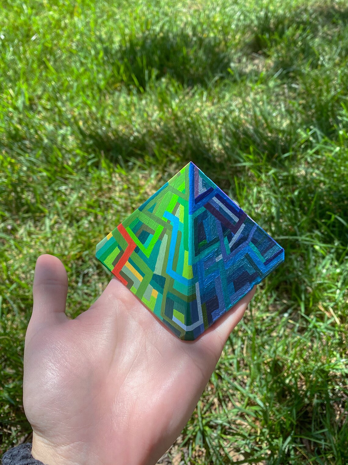 Decorative Pyramid, Wood Art, Pyramid Art, Painted Wood - Etsy