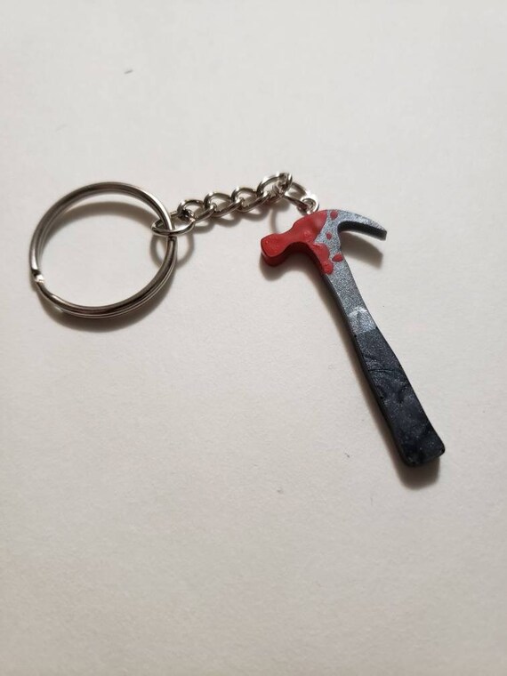Killer hammer keychains blood splatter hammer keychain. | Etsy