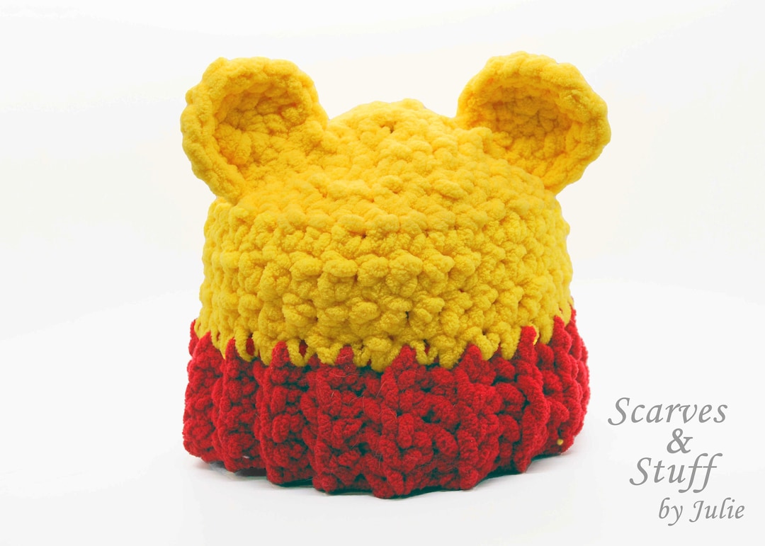 Winnie the Pooh Inspired Red and Yellow Beanie - Etsy