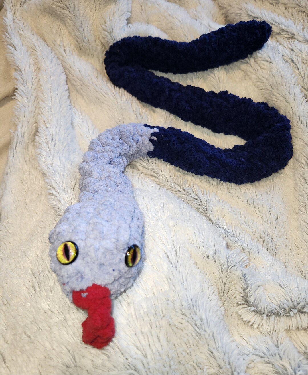 Light Dusy Blue and Navy Crocheted Snake - Etsy