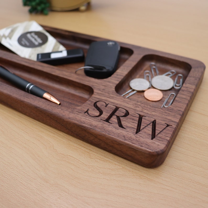 Personalized Black Walnut Valet Tray With Initials for Every Day Carry ...