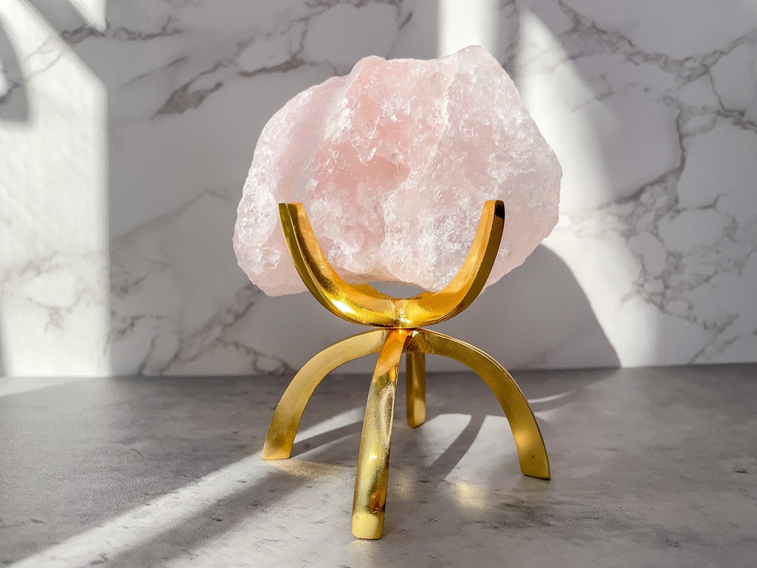 Extra Large Rose Quartz Stone With Metal Stand - Etsy