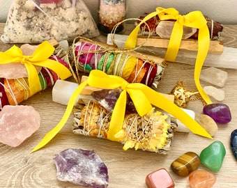Smudging Kit Sage Smudge Stick, Palo Santo, Amethyst Crystal, Clear ...
