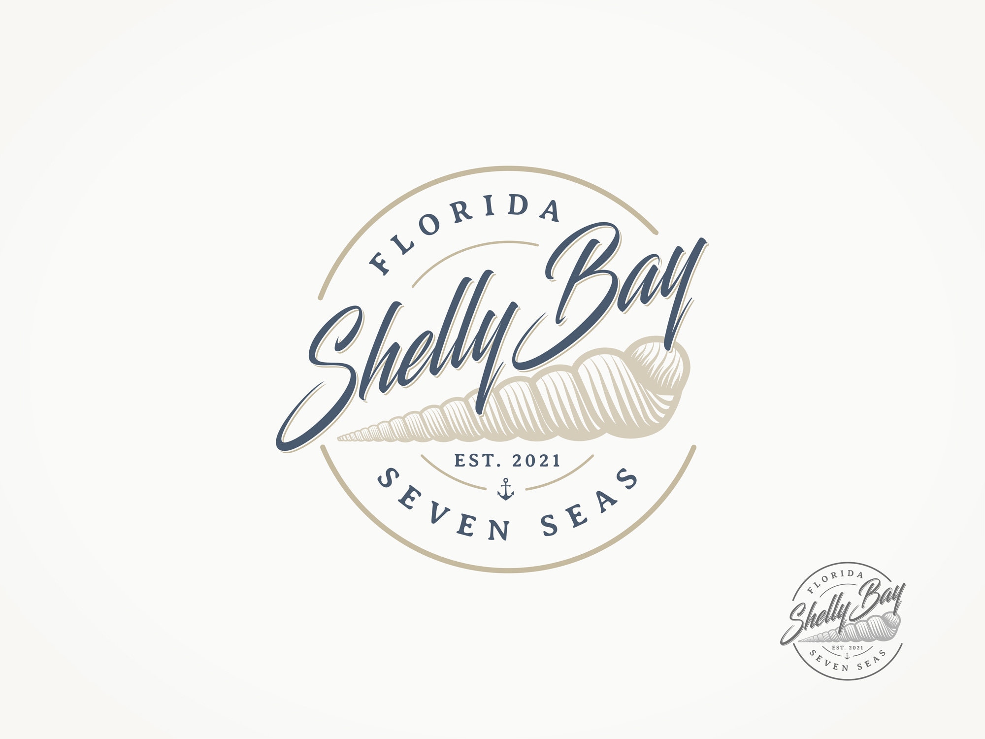 Seashell Premade Logo, Coastal Inspiration, Nature Symbol Bay & Seaside ...