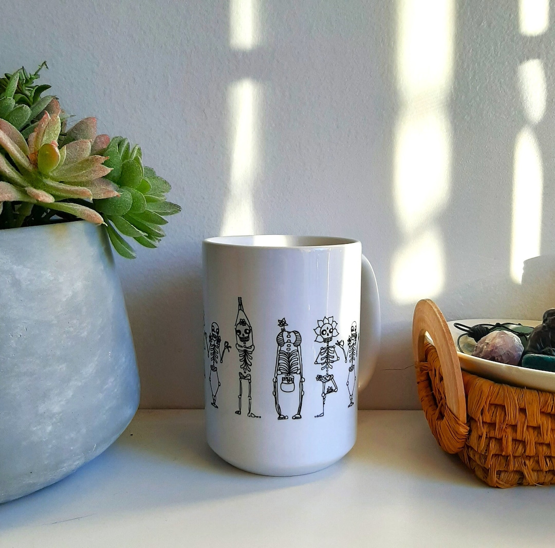 15oz Yoga Skeleton Mug. Halloween Mug. Skeleton Mug. Yoga Coffee Mug ...