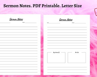 Sermon Notes Printable, Blush Pink Sermon Journal Pages, Bible Study ...