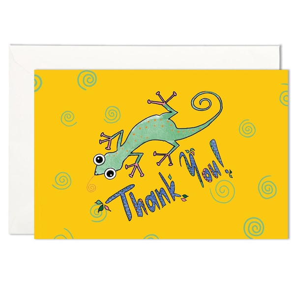 Lizard Thank You Card - Etsy