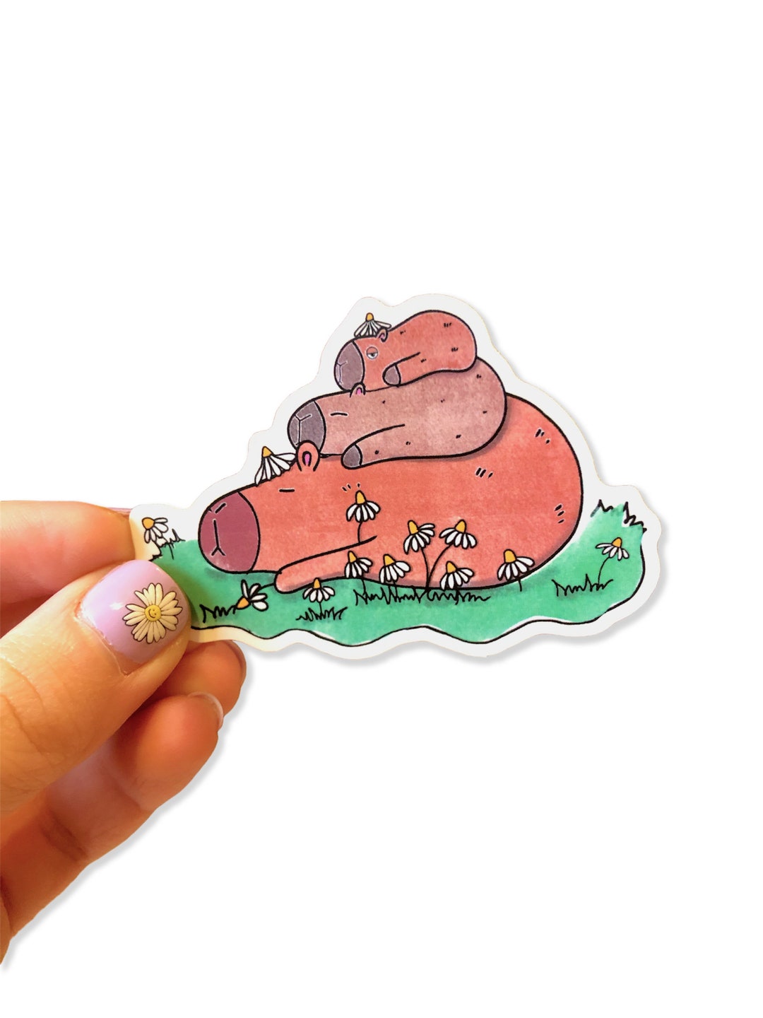 Capybara Vinyl Sticker | Cute Sleeping Capybaras | Waterproof Stickers ...