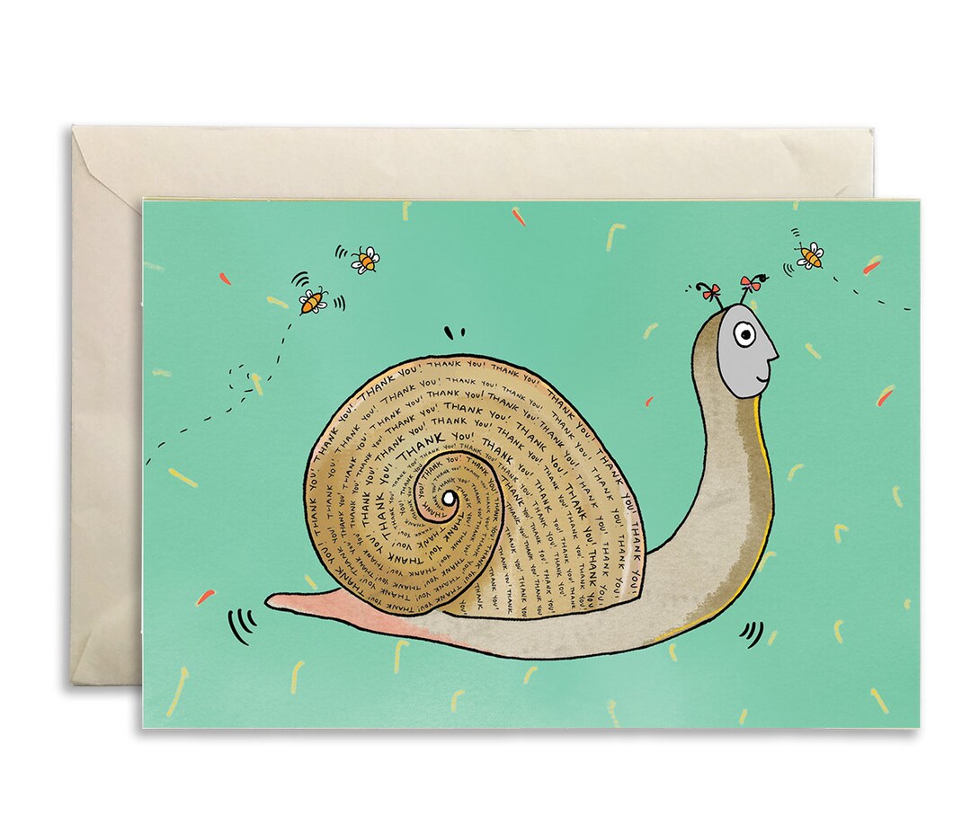 Funny Thank You Card | Cute Snail Card | Snail Lover Gift | Snail Mail ...