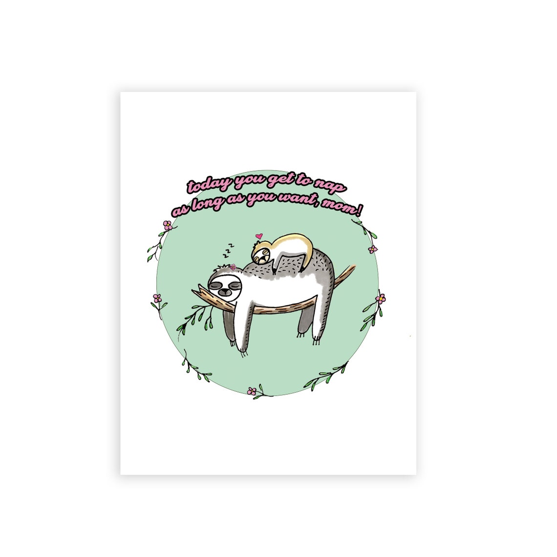 Sloth Mother's Day Card Nap Time Step Mom Gift First Mothers Day Card ...