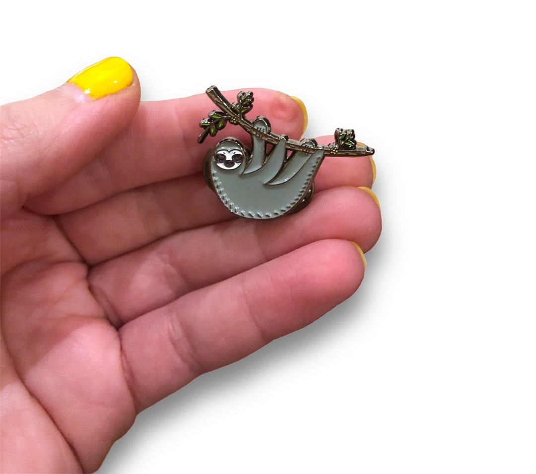 Sloth Enamel Pin, Cute Sloth Jewelry, Sloth Lover Gift, Hanging Sloth ...