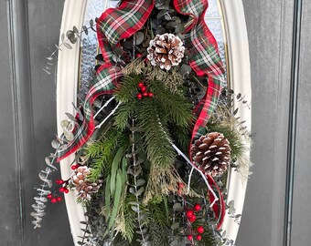 Fresh Evergreen & Holly Swag - Etsy