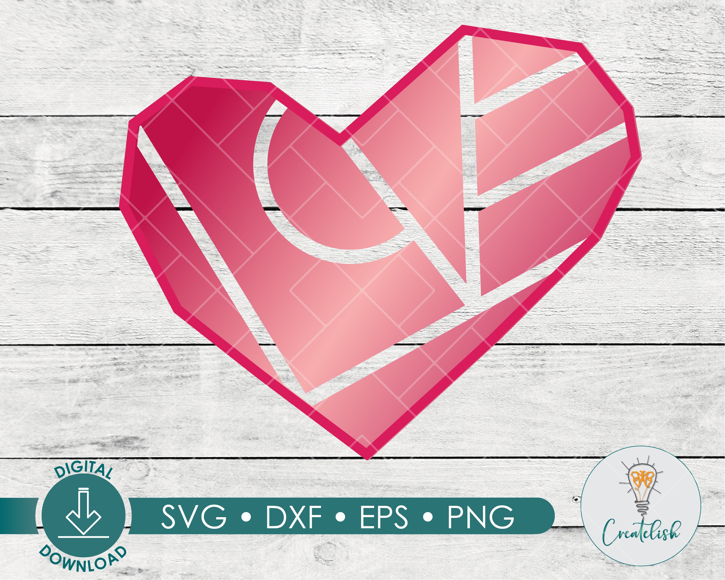 Geometric Heart Svg Love SVG Dxf Png Eps Digital - Etsy