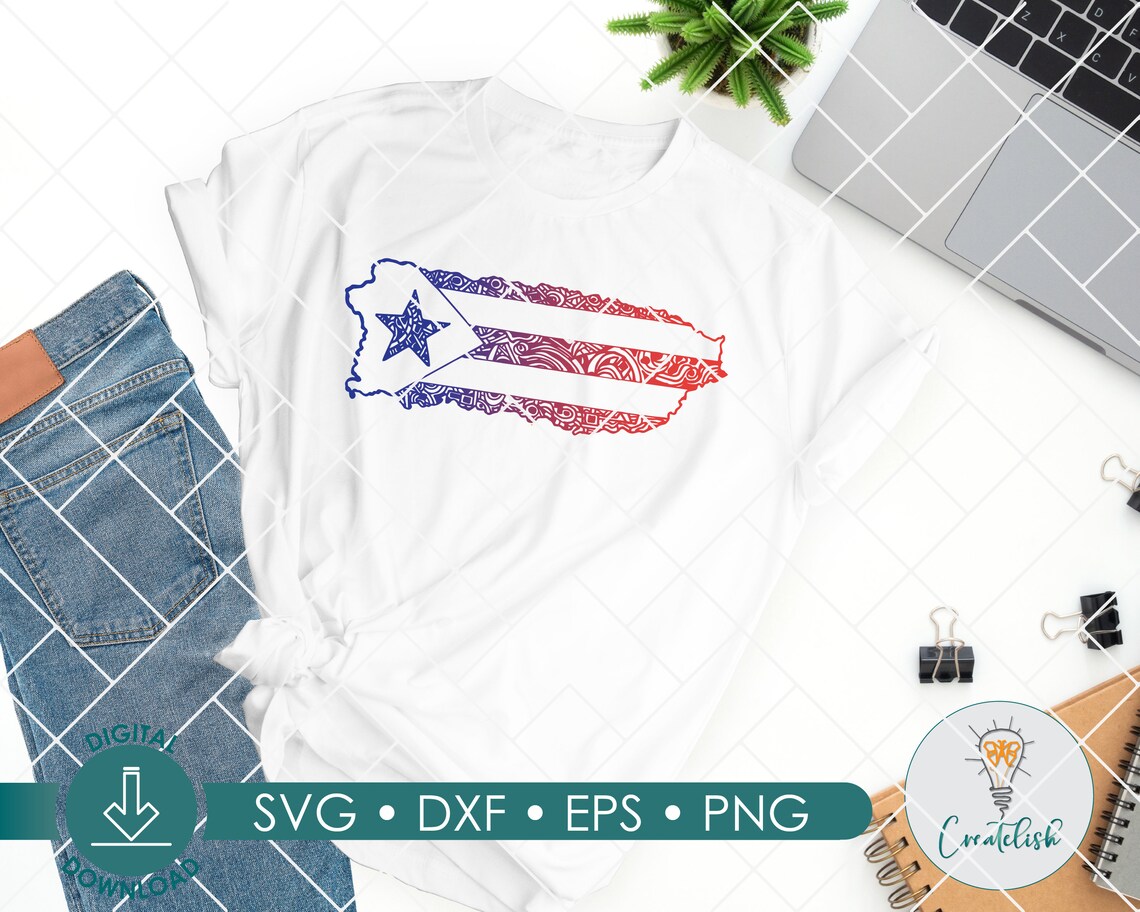 Puerto Rico Map and Flag SVG Digital Download for Hispanic | Etsy