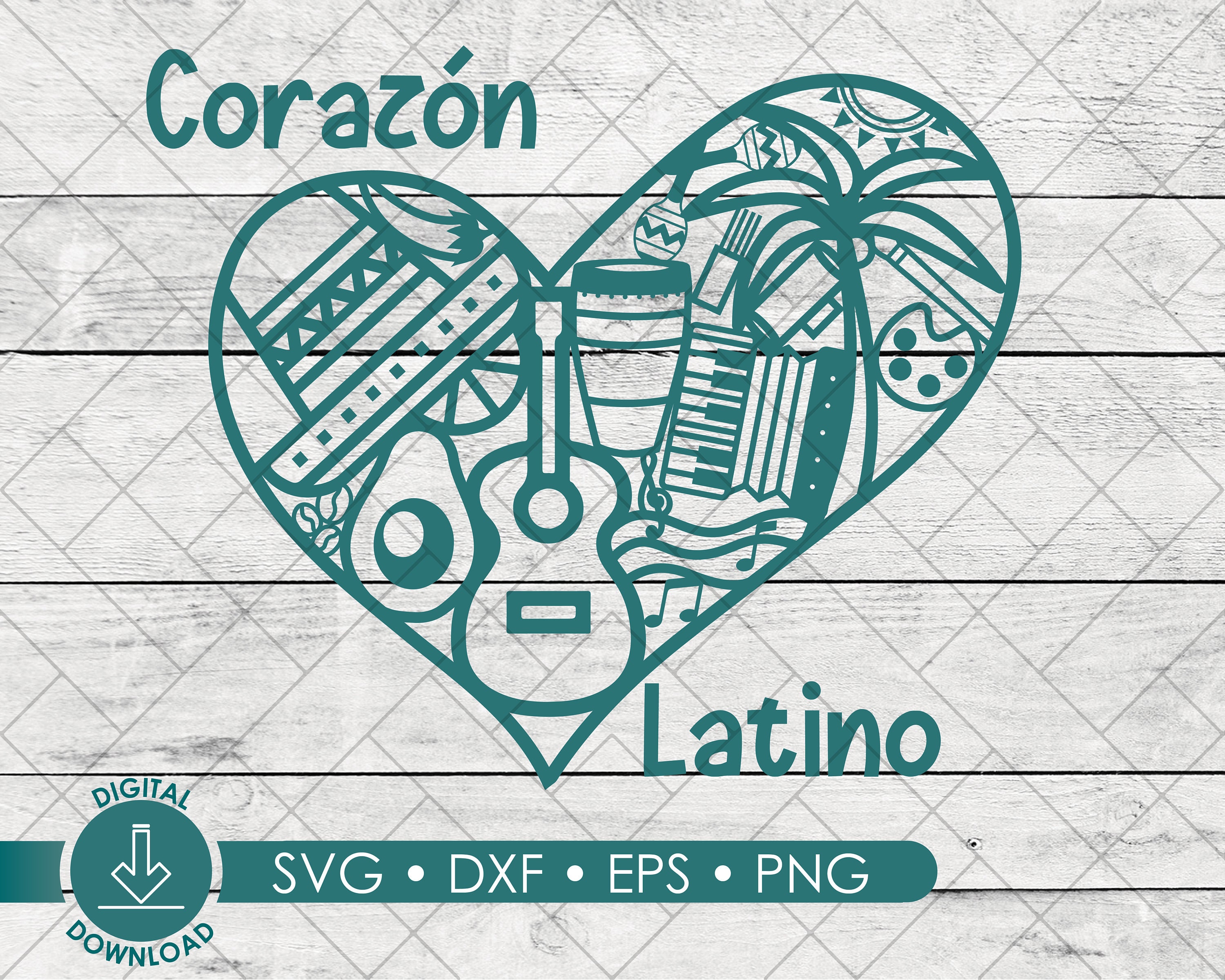 Corazon Latino / Hispano SVG dxf png eps / Digital | Etsy