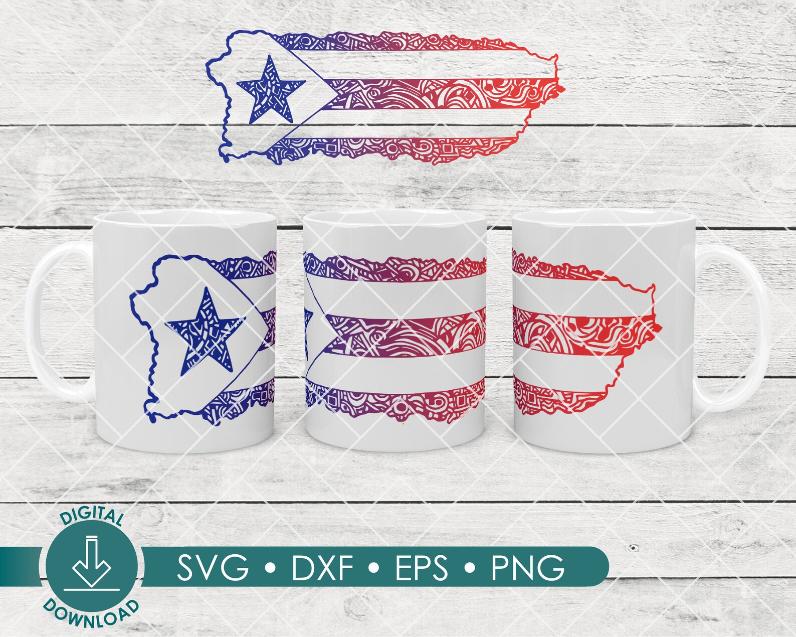 Puerto Rico Map and Flag SVG | Digital Download| for Hispanic T-shirt ...