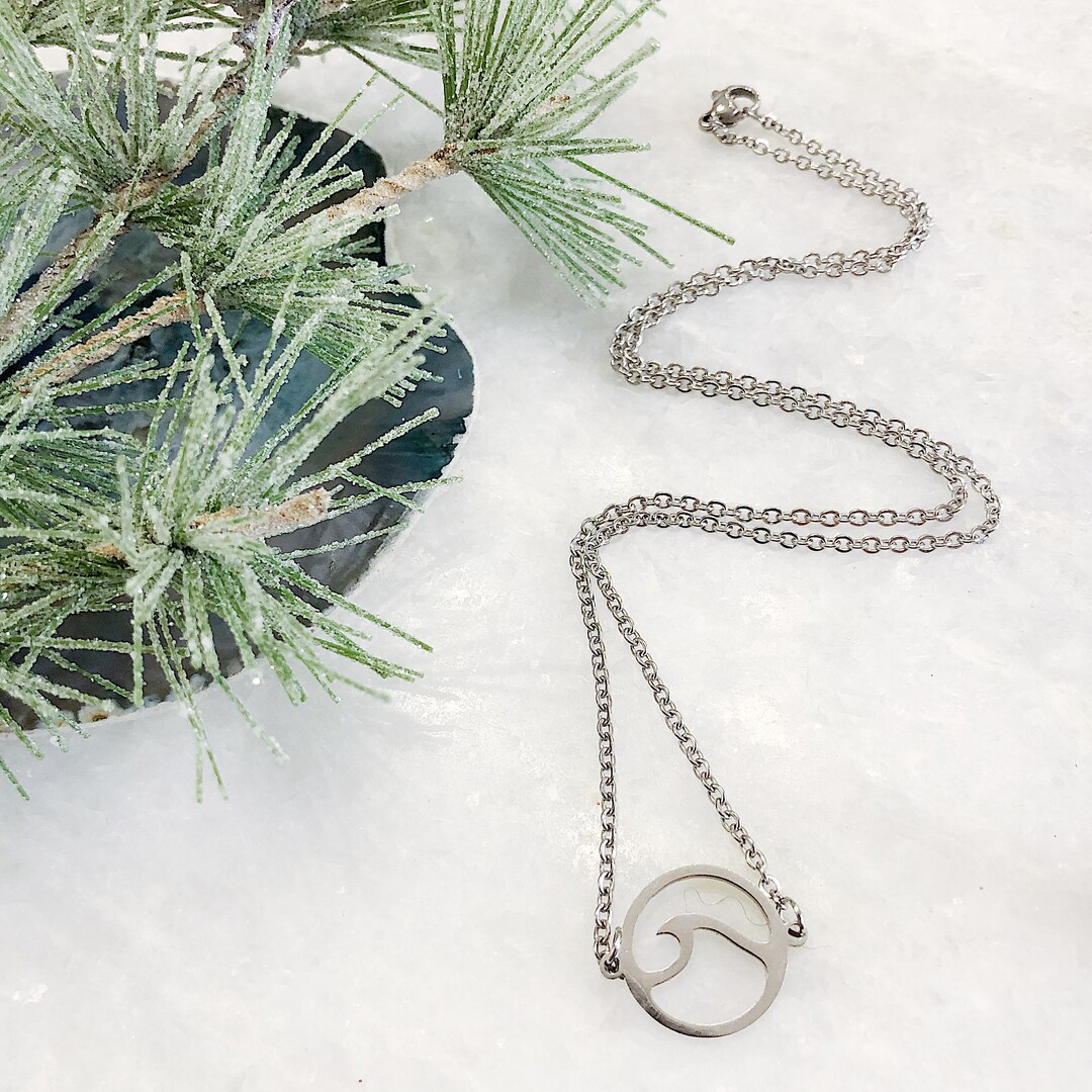 Wave Necklace Wave Stainless Steel Necklace Ocean Wave - Etsy