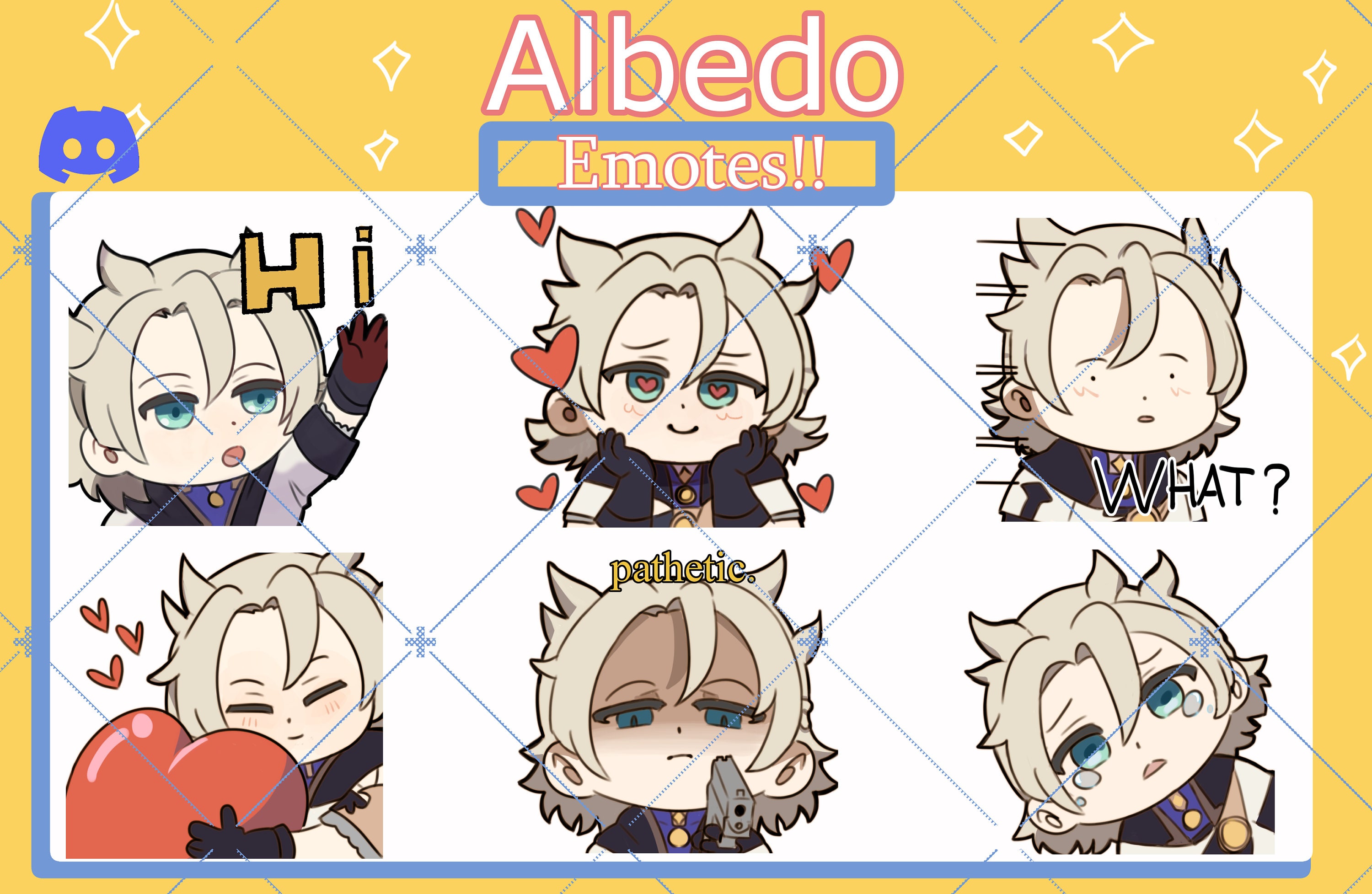 Albedo Genshin Impact Emote/sticker for Discord and Twitch - Etsy Hong Kong