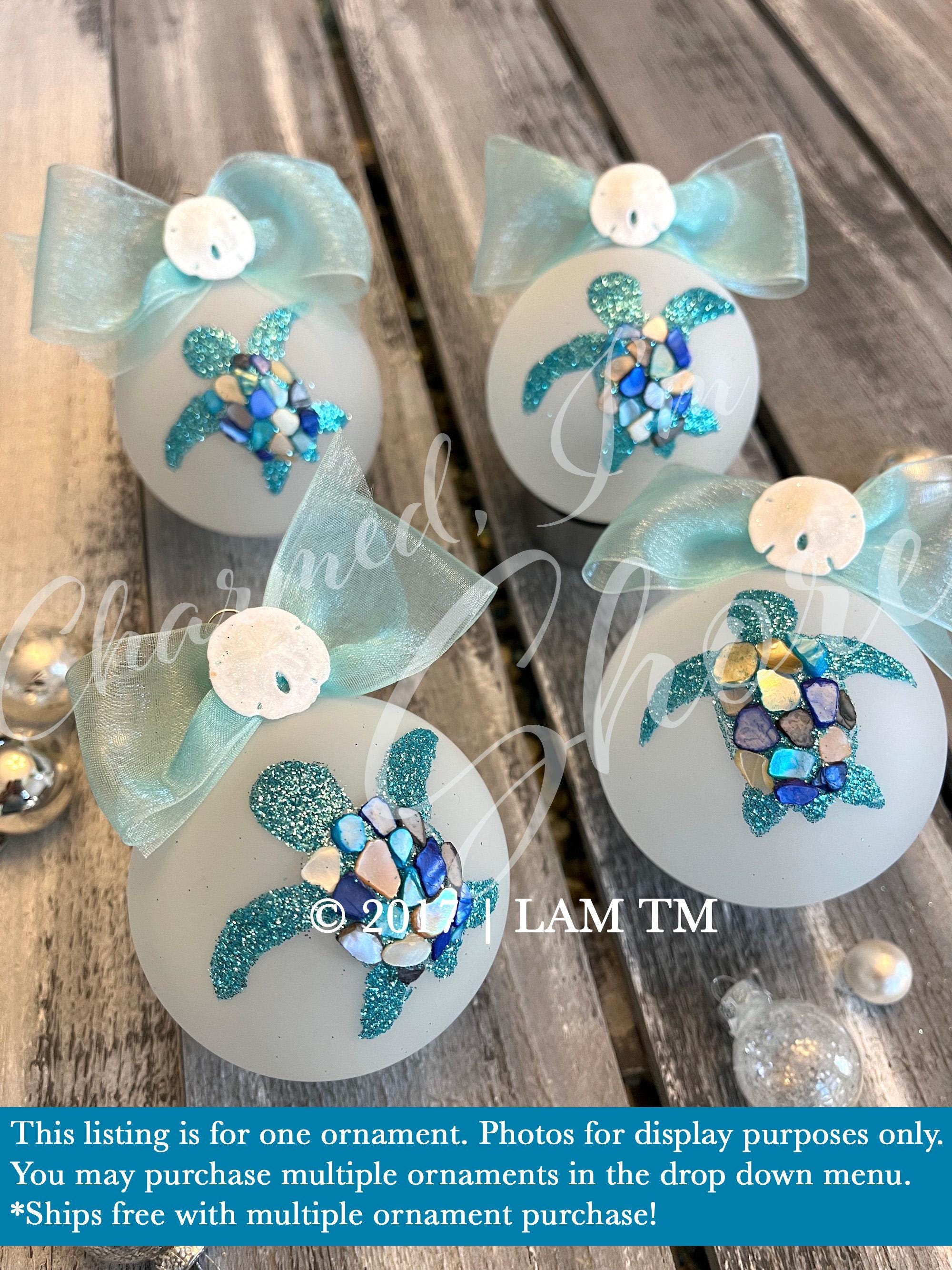 Sea Turtle | One Frosted Glass Christmas Ornament | Coastal Christmas ...