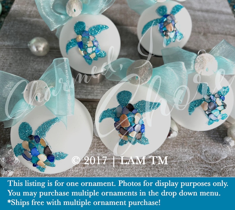 Sea Turtle | One Frosted Glass Christmas Ornament | Coastal Christmas ...