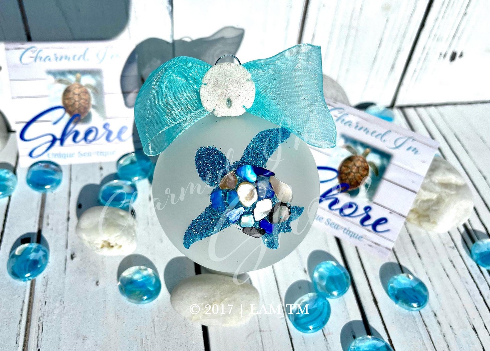 Sea Turtle | One Frosted Glass Christmas Ornament | Coastal Christmas ...