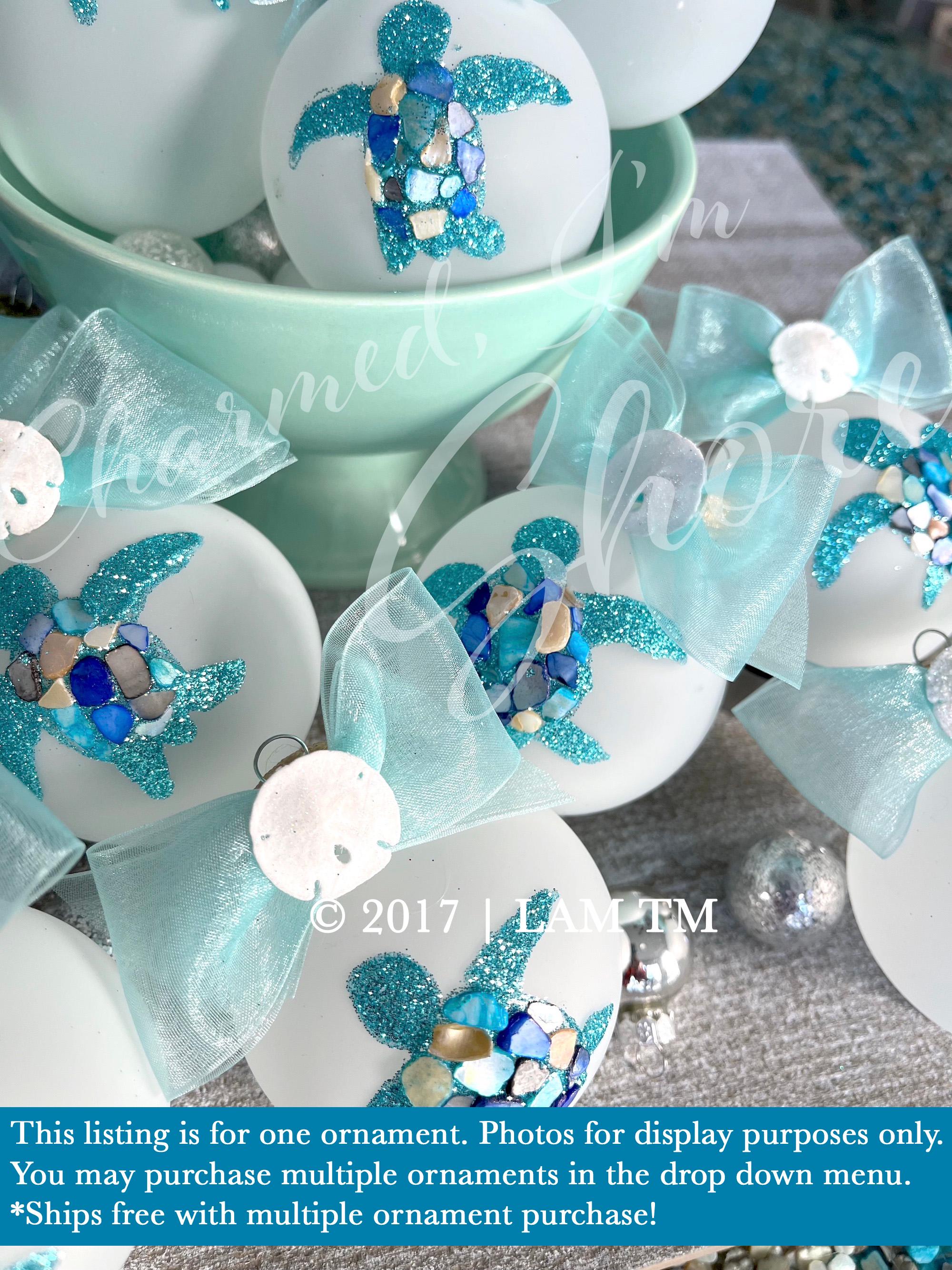 Sea Turtle | One Frosted Glass Christmas Ornament | Coastal Christmas ...