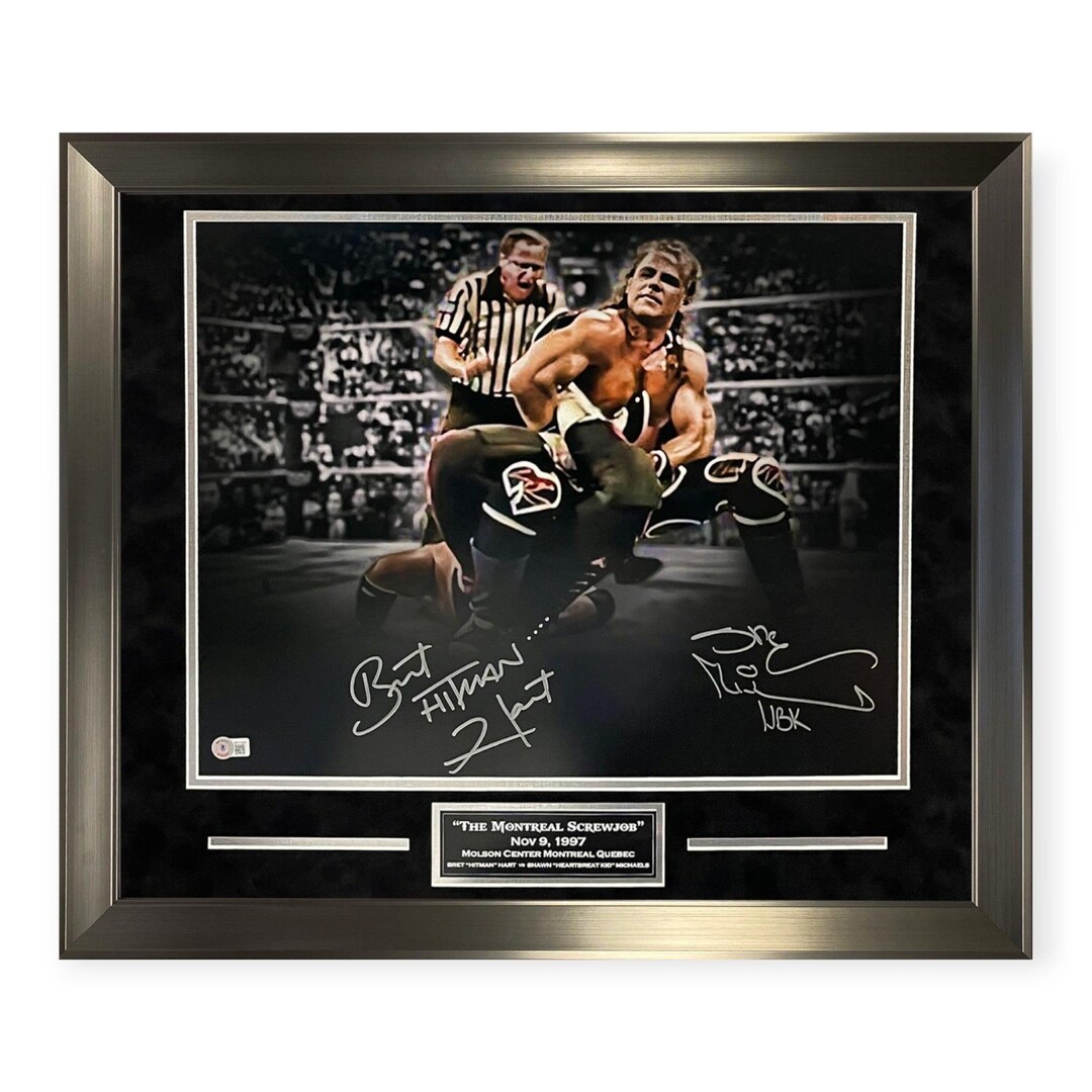 Bret Hart & Shawn Michaels WWE Autographed 16x20 Photograph Framed to ...
