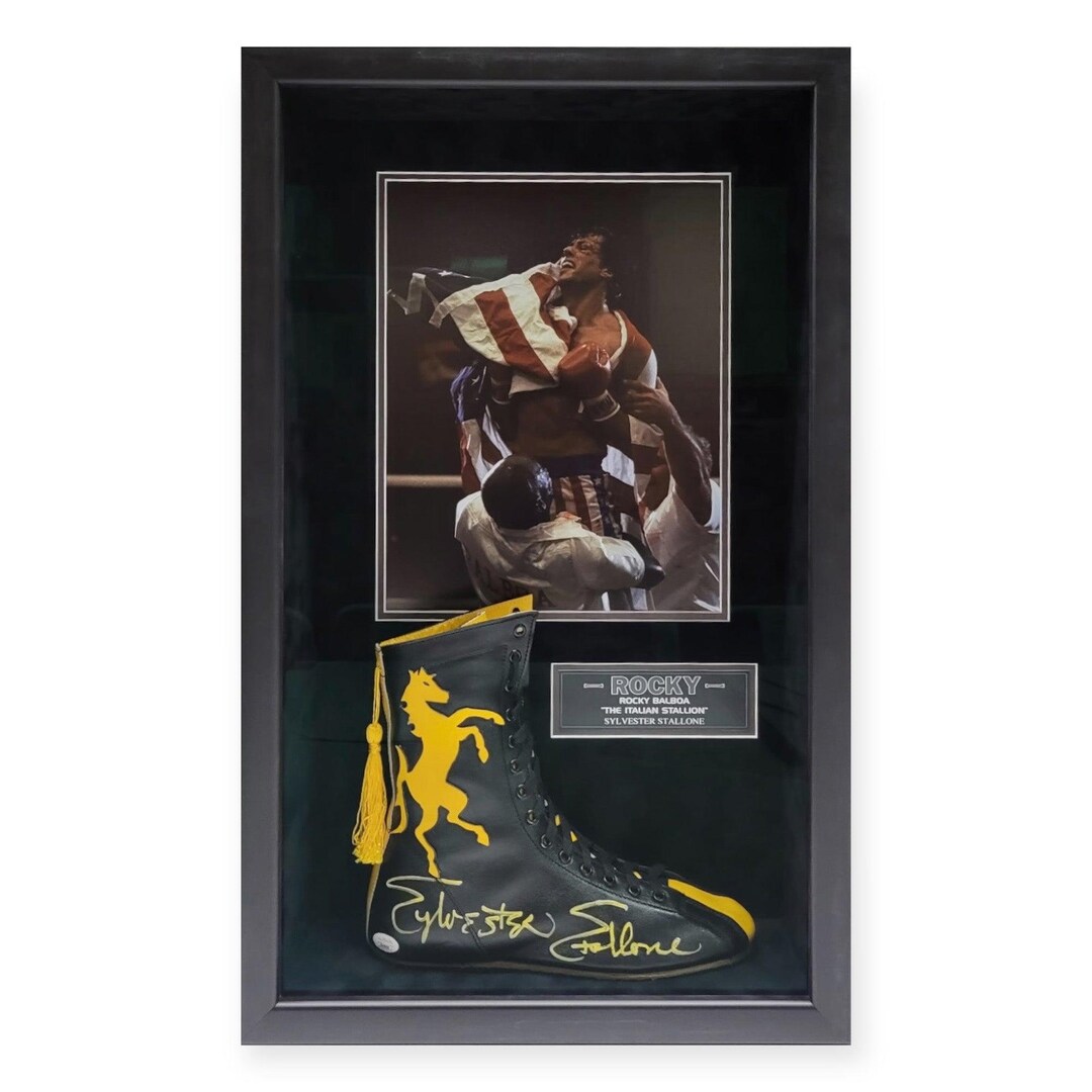 Sylvester Stallone Rocky Balboa Autographed Boxing Shoe Framed to 18x26 ...