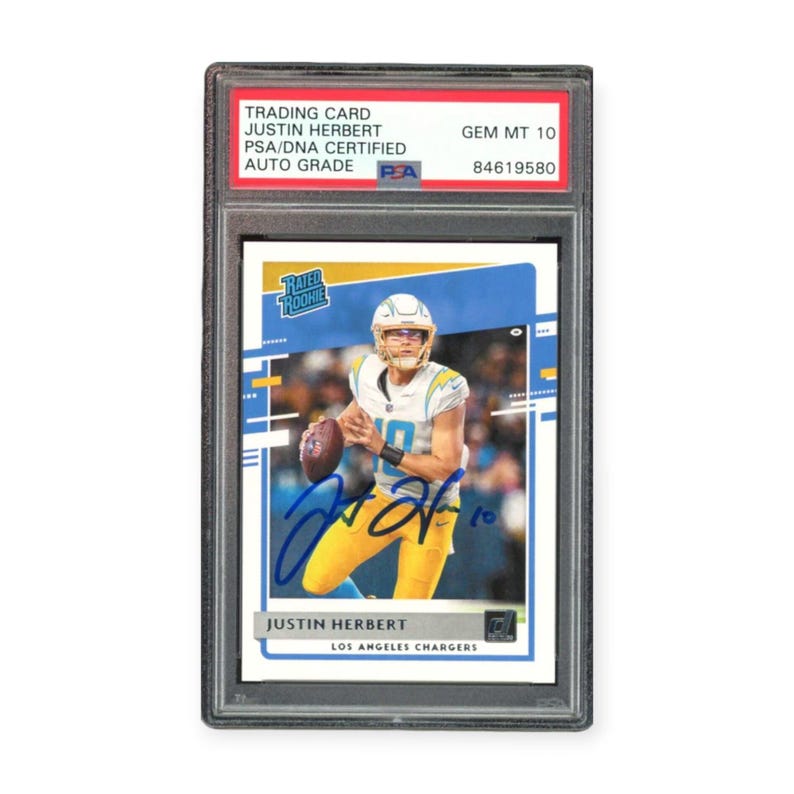 Justin Herbert on Card Autographed 2020 Panini Donruss Rookie Rc PSA 10 ...