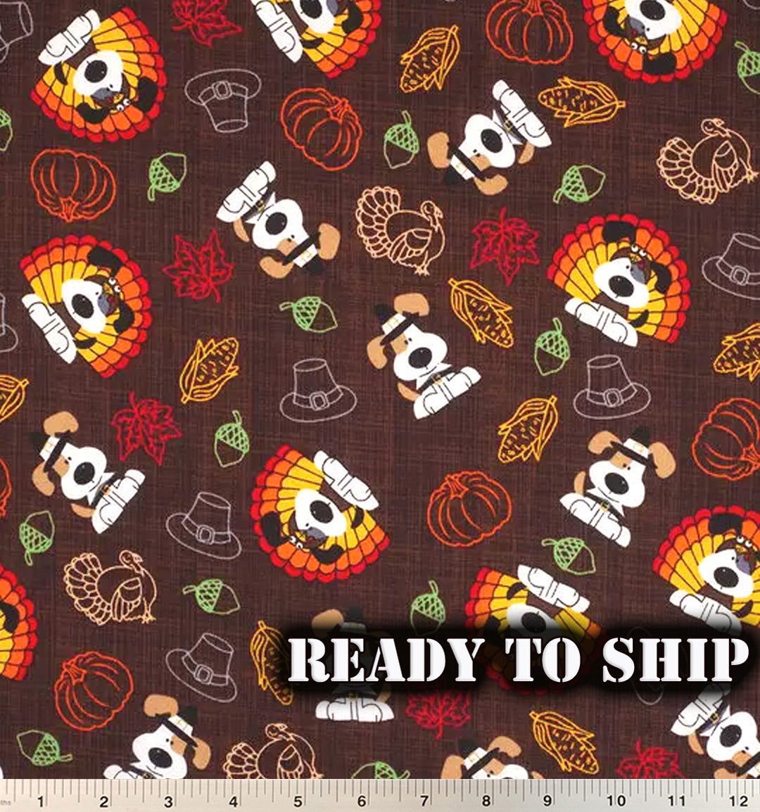 REMNANTS Cute I Woof You Thanksgiving Dog, Puppy Fabric - Dog Harvest ...