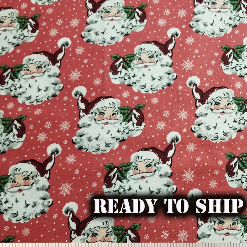 Vintage Santa Fabric - Etsy
