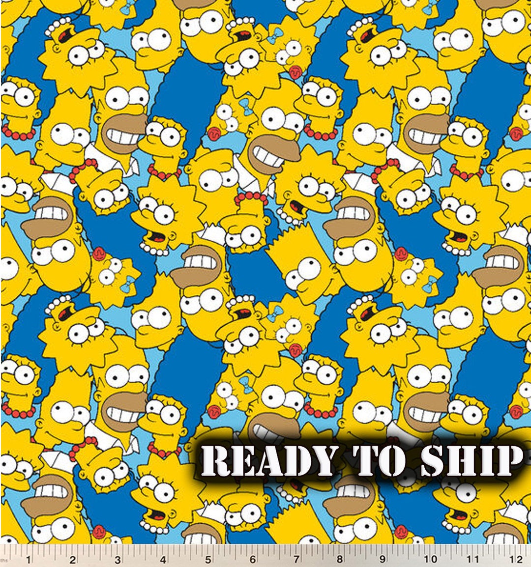 LOW STOCK Classic the Simpsons, Packed Characters Fabric - Fat Quarter ...