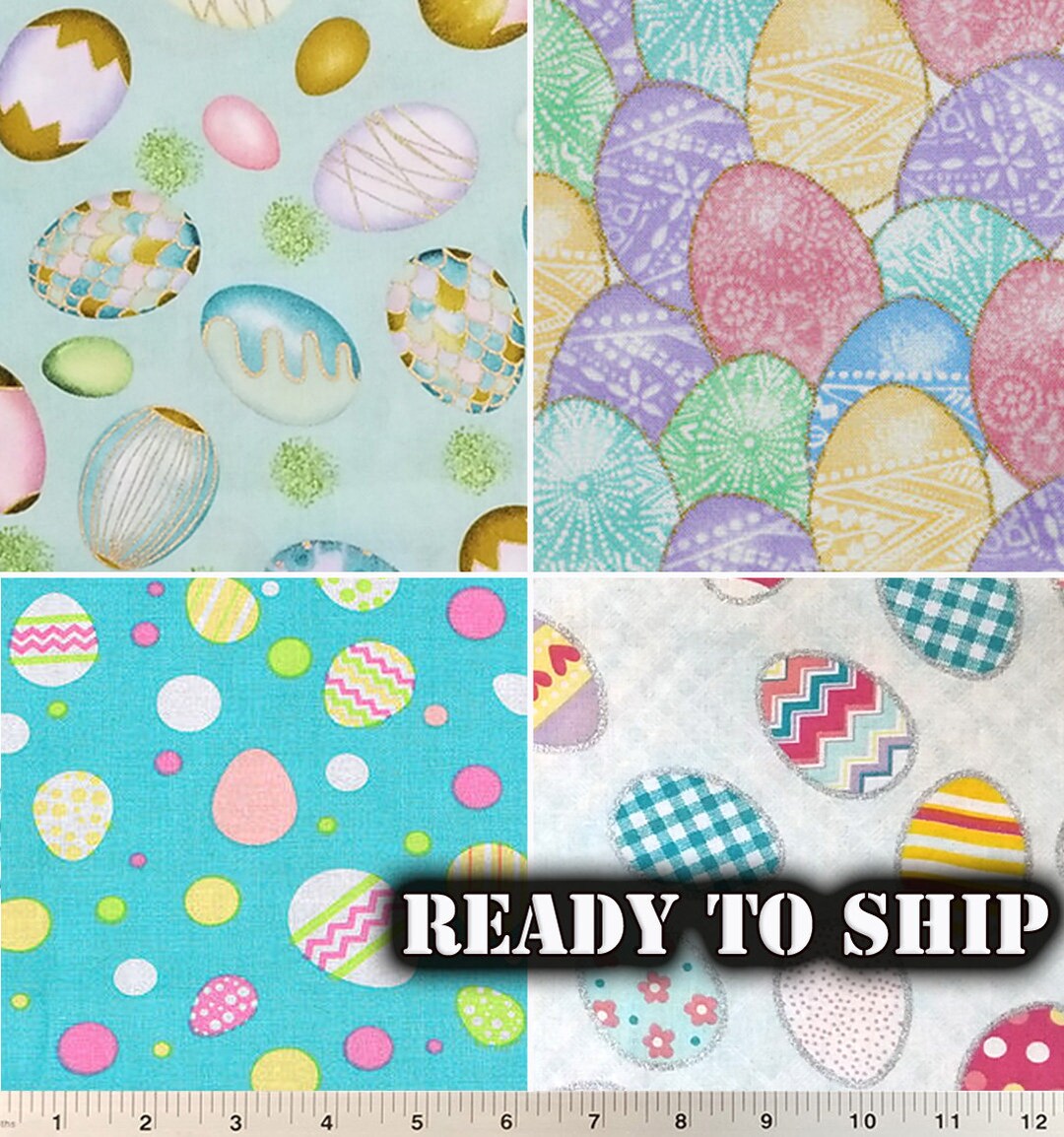 REMNANTS Easter Egg Fabric, Easter Egg Patterned, Painted, Pastel ...
