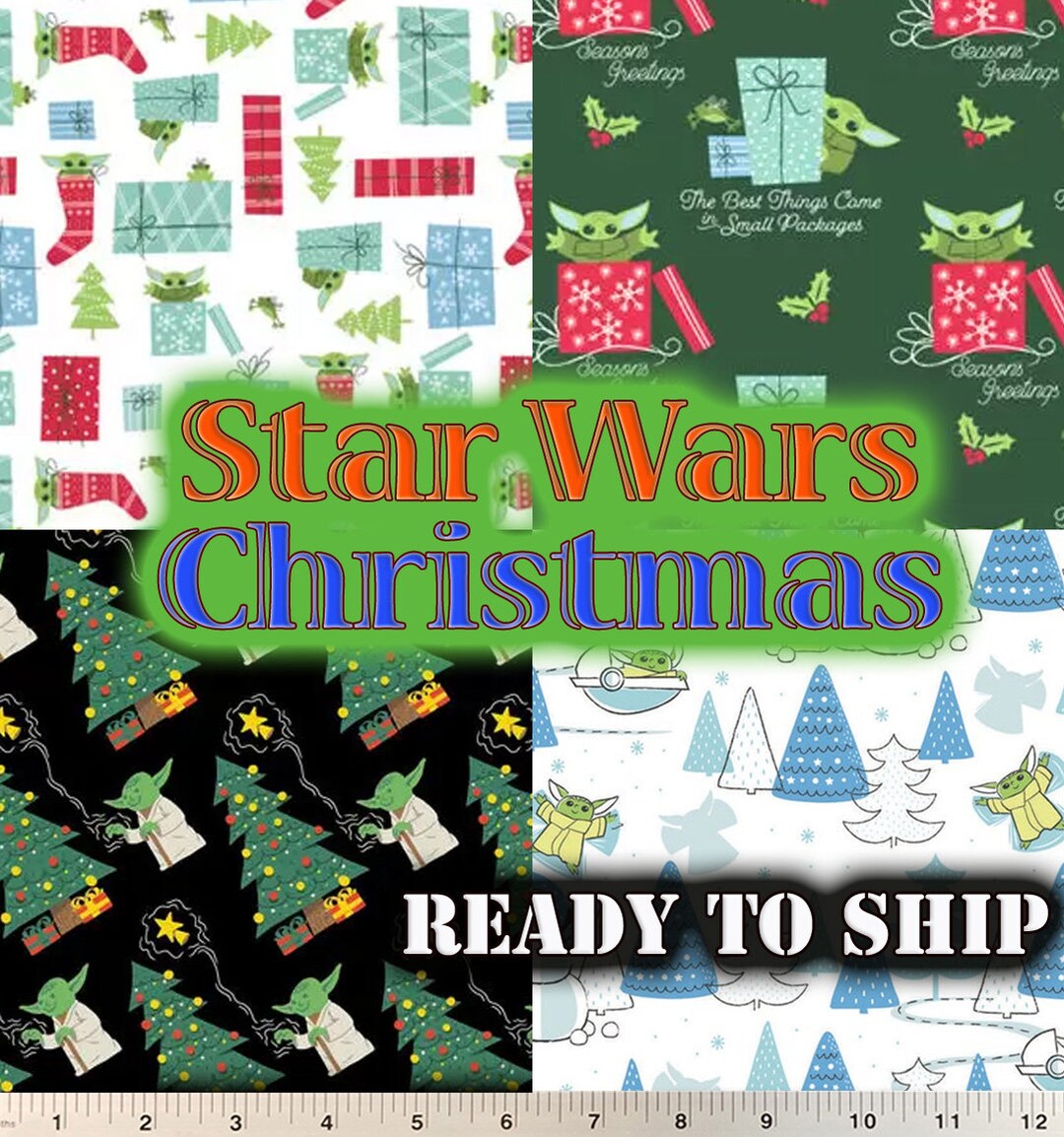 Licensed Star Wars Mandalorian Baby Yoda Grogu Christmas Cotton Fabric ...
