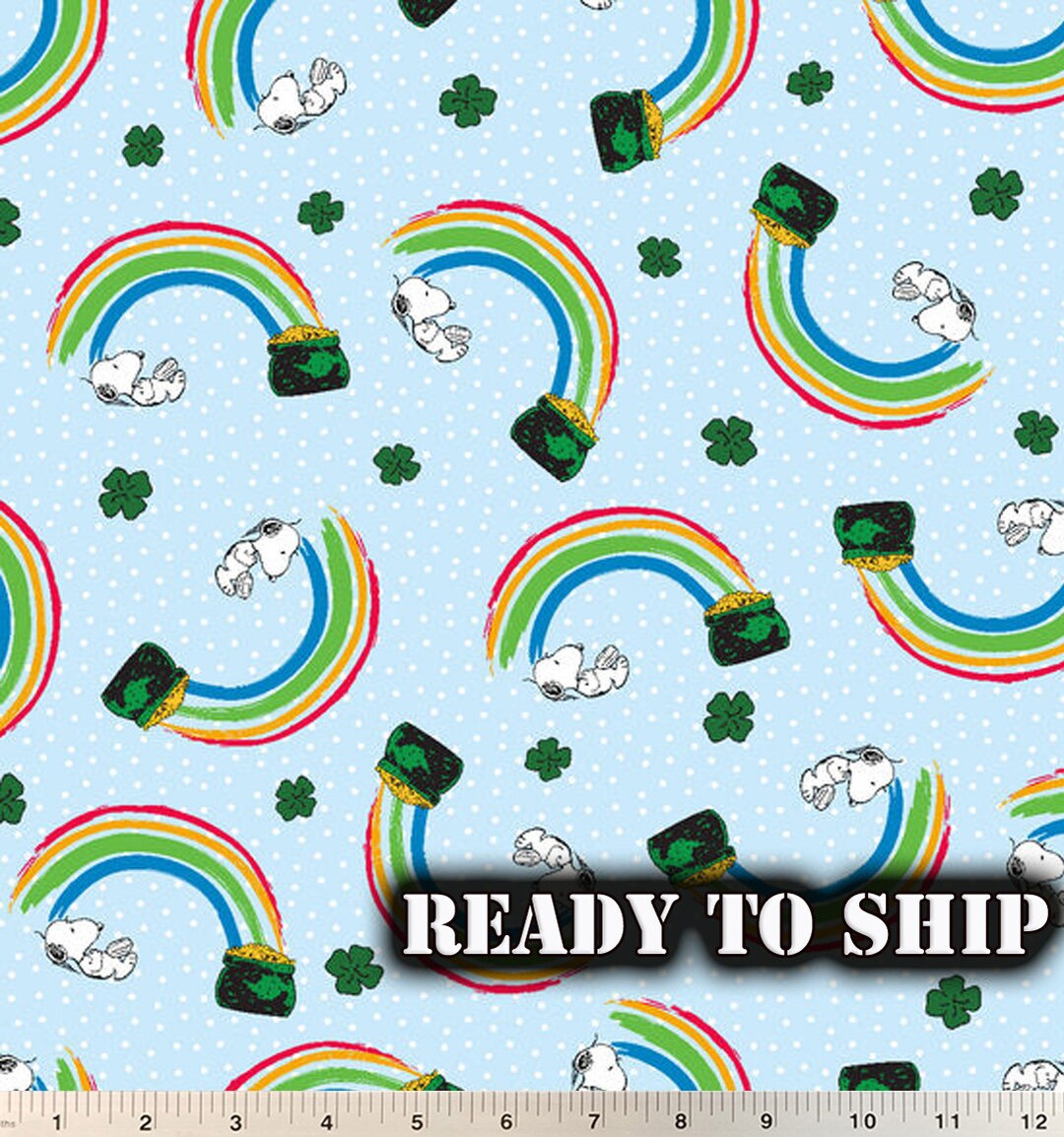 St Patricks Snoopy Rainbow Fabric Irish Peanuts , Snoopy and Woodstock ...